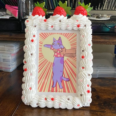 Fake Cake Photo Frame White and Pastel Sprinkles With Cherries on Top ...