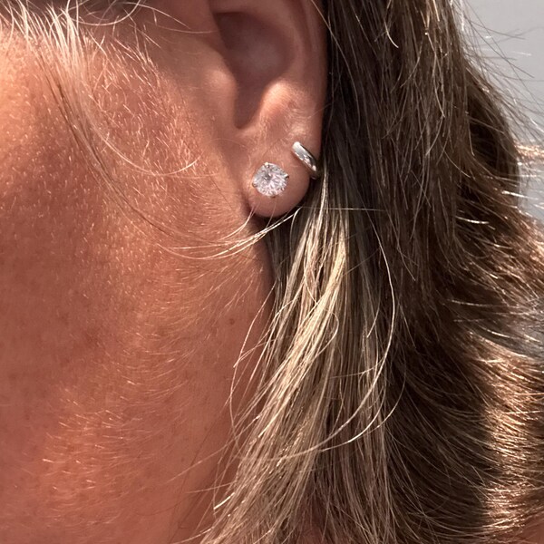 18G CZ Dangle Threadless Push Pin Labret Stud Earring, Sterling Silver ...