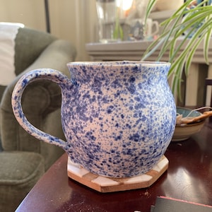 Farmhouse Pottery Blue White Matte Mug, Rustic Wheel Thrown Ceramic Cup ...