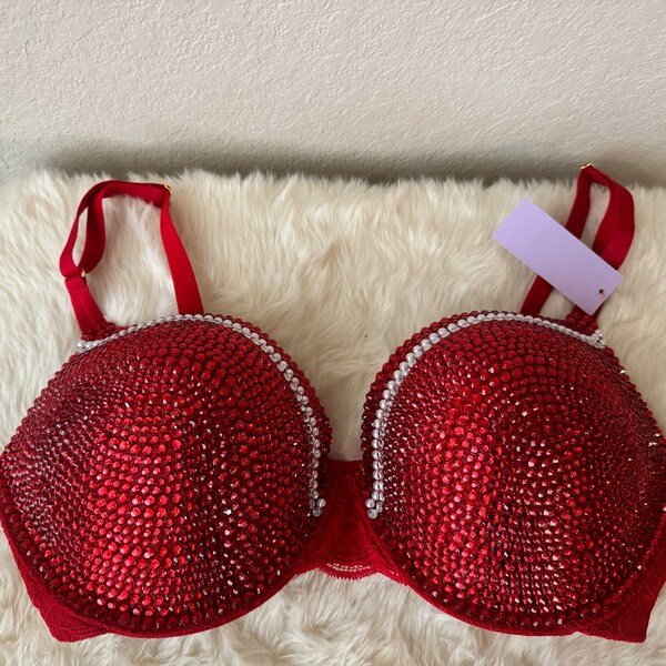 Rhinestone Embellished Lace Longline Bra Pink, Purple, Blue Sparkle Top ...