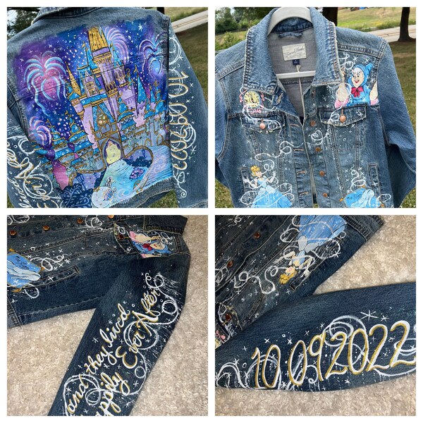 CUSTOM Disney Magic Kingdom Painted Denim/jean Jacket - Etsy