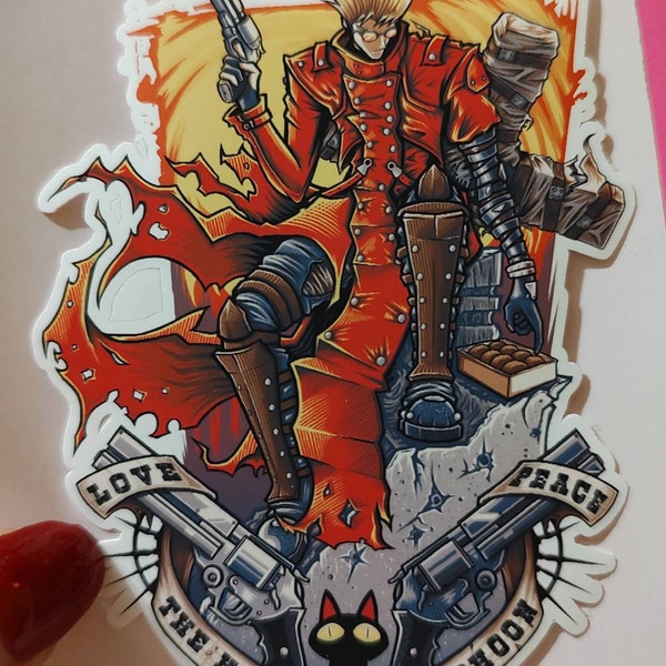 Trigun, Vash the Stampede, Anime Sticker, Vinyl Sticker, Individual Die ...