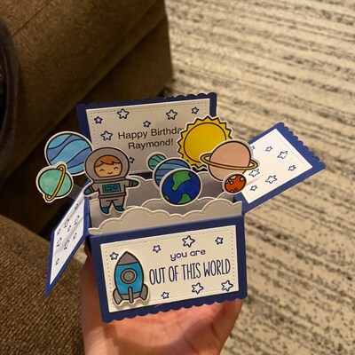 Space Card in a Box Pop up Card Planet Card Astronaut Pop - Etsy