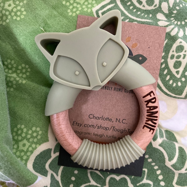 Personalized Baby Teether, Engraved Teether, Food Grade Silicone Fox ...