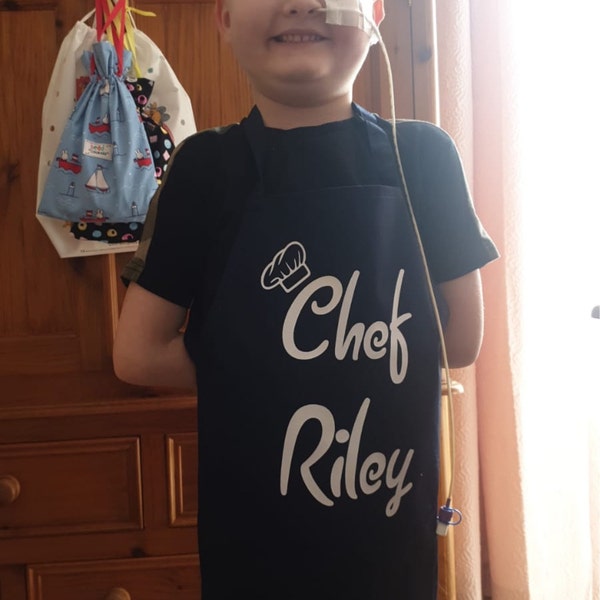 Personalised Kids Childrens Chef (name) Apron Baking Cooking Novelty ...