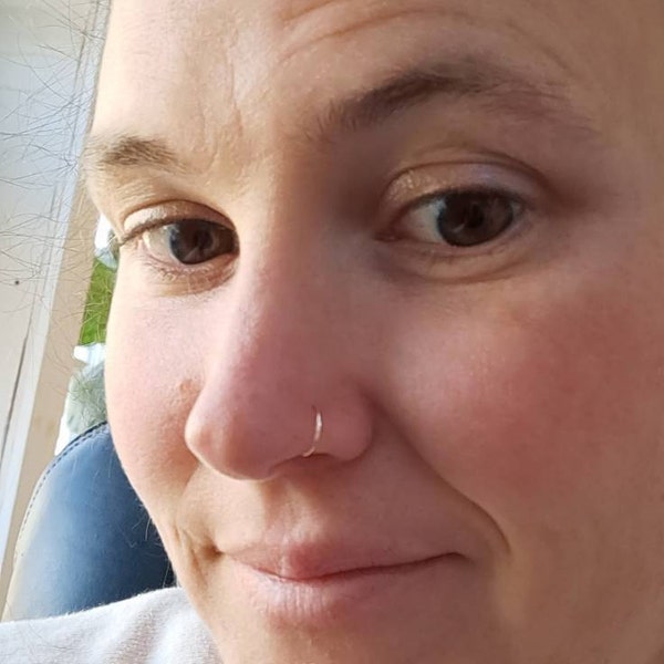Gold Nose Ring, Silver Nose Hoop, Small Thin Nose Piercing Ring, Tiny ...