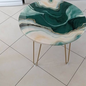 Emerald Green Coffee Table, Resin Coffee Table, Green Gold Coffee Table ...