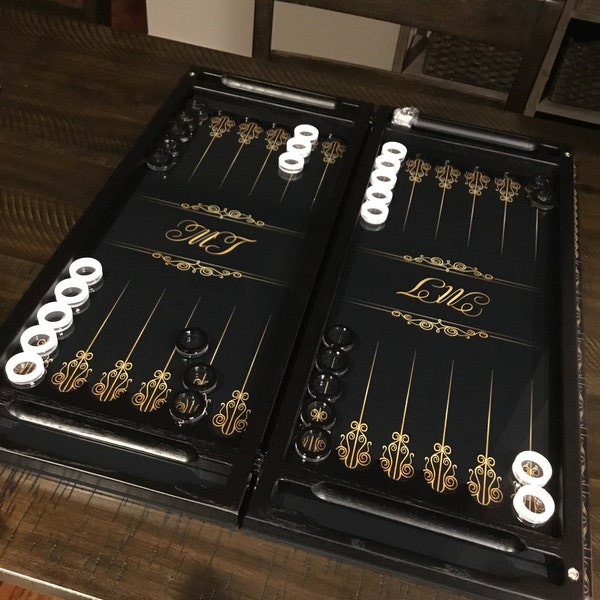 Personalized Backgammon Set. Custom Board and Pieces. Unique Board. Any Text or Image on Board ...