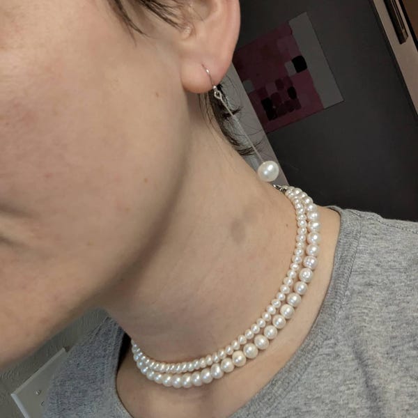 3 Layered Pearl Choker, Real Freshwater Pearl Choker Necklace, Bridal Choker, Wedding Necklace ...