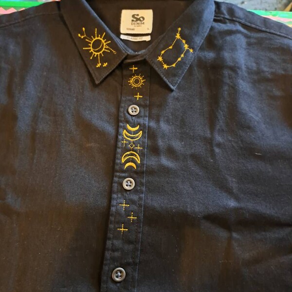 Custom Solar Celestial Horoscope Star Sign Symbol Black Shirt Lunar ...