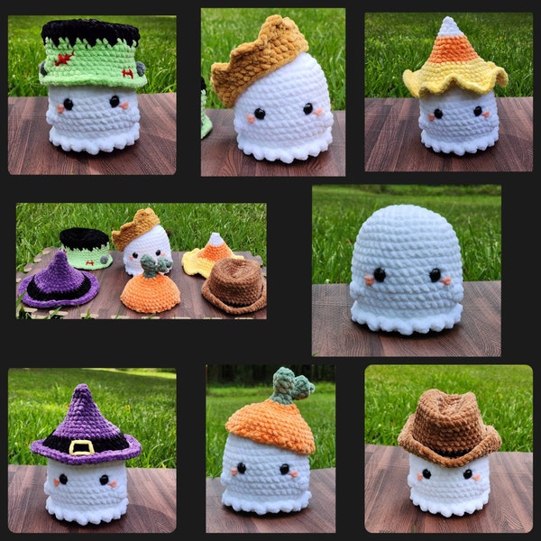 No Sew Ghosts Wearing Hats 4 in 1 PDF PATTERN (no Sew Ghost Crochet ...
