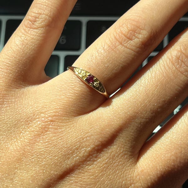 July Birth Ring, Birthflower Ring, Birthstone Ring, Ruby Ring, Gold ...
