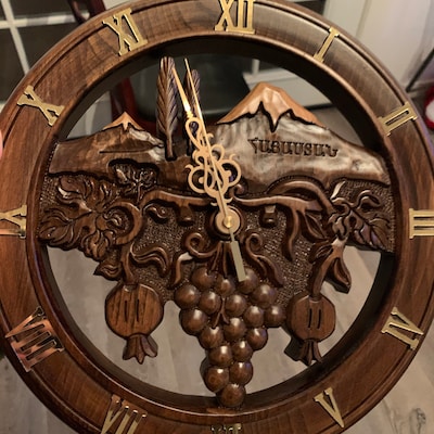 Armenian Handmade Wood Carving Decor Clock for Wall Handwork Decor Art ...