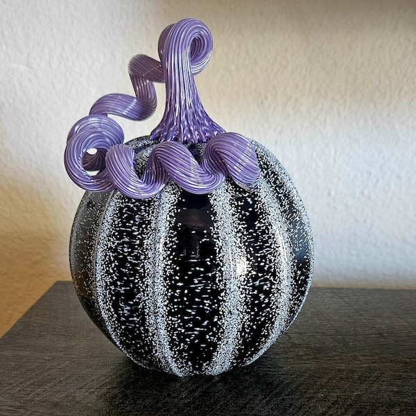 Purple Licorice Halloween Decor Hand Blown Glass Pumpkin and ...