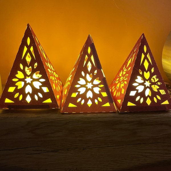 Centerpiece Decoration SVG, 3D Pyramid Lantern, Geometric Paper Model ...
