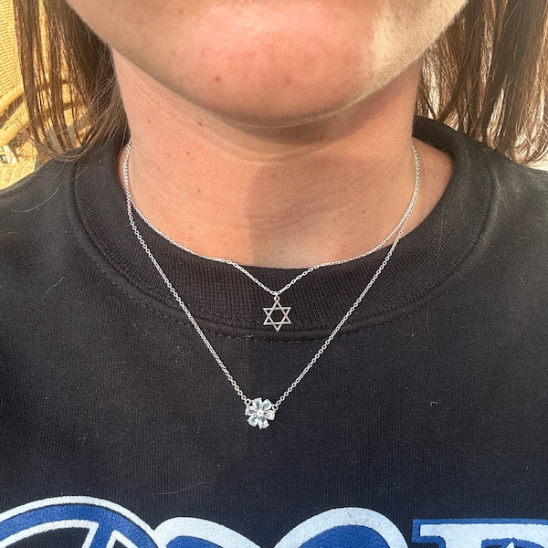 Dainty Star of David Necklace 14K Gold Magen David Necklace Silver ...