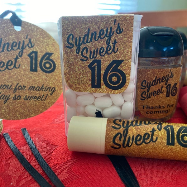 Sweet Sixteen Favor Tag, Sweet 16 Favor Tags, Sweet Sixteen Party Favor ...