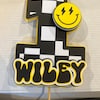 Smiley Face Cupcake Toppers Checkered Cake Picks Rad Party Decorations ...