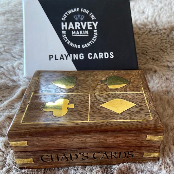 Personalised Luxury Playing Card Box-mens Personalised Gift- Wooden ...