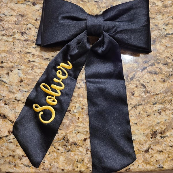 Girls Hair Bow With Name, Embroidered Hair Bow, Custom Name Hair Bow ...