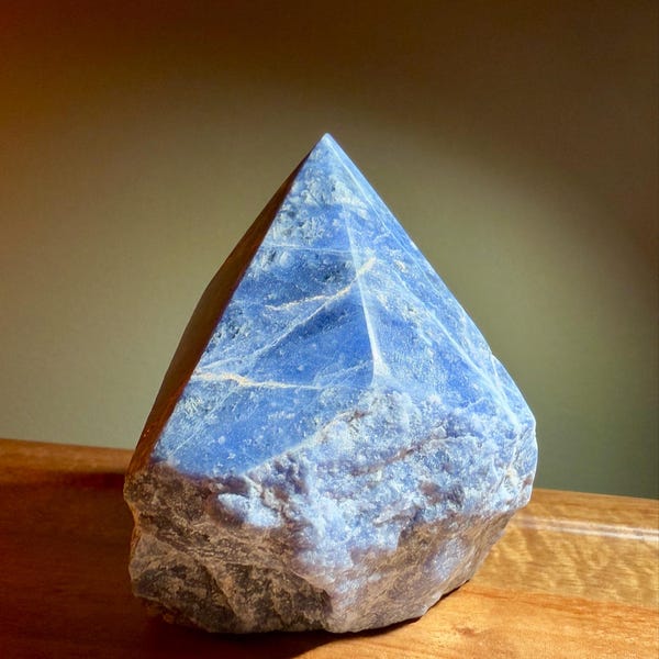 Blue Calcite Top Polish Points Anxiety Relief Clear Negative Energy ...
