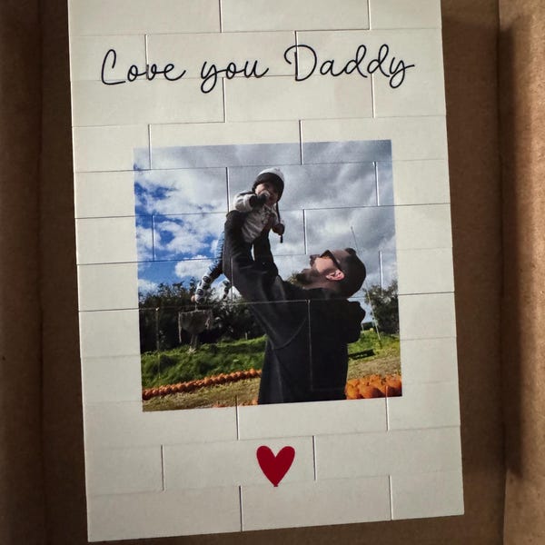 Personalised Daddy & Me LEGO® Brick Photo Block, Gift for Dad, White ...