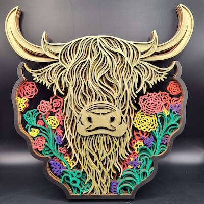 Multilayer Highland Cow Laser Cut File Layered Highland Cow Layered ...