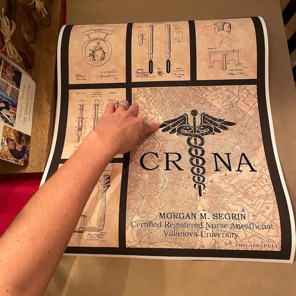 Personalized CRNA Graduation Poster - Vintage Nurse Anesthetist Wall ...