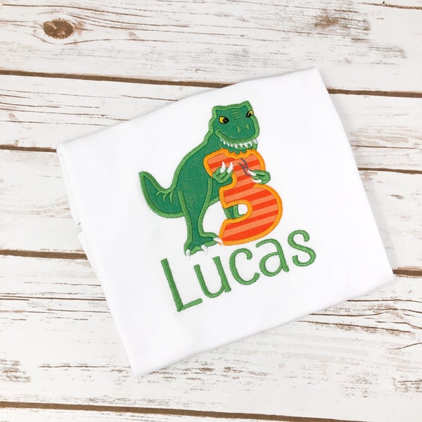 T-rex Dinosaur Birthday Numbers Set 1-6 Applique Machine Embroidery ...