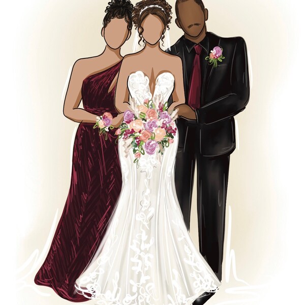 Mother of the Bride Illustration/ Mother of the Groom Illustration With ...