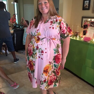 White Natural Birth Front Buttoned Hospital Gown Delivery Kaftan ...