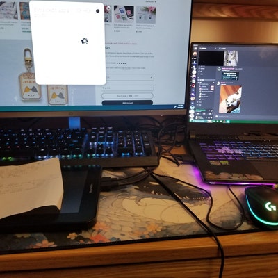 Mushroom Deskmat Anime Cat Mouse Pad Cute Dark Green XL Mousepad Cat ...