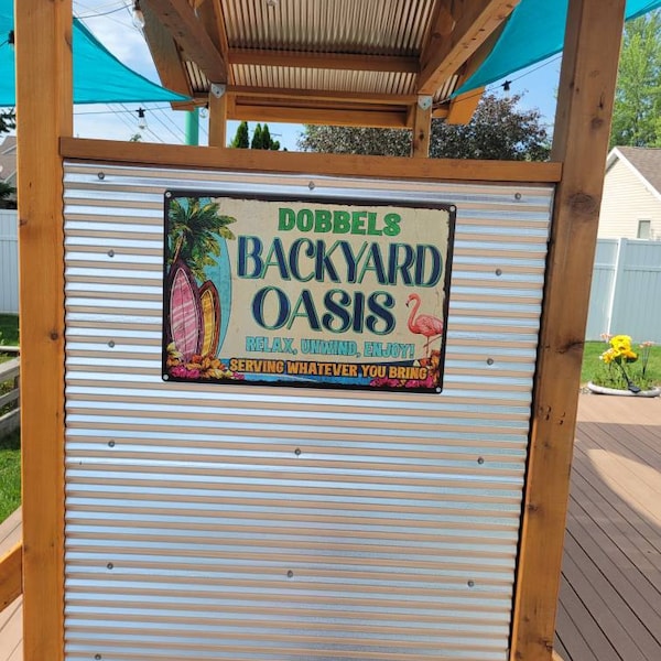 Custom Backyard Oasis Sign, Patio Decor, Outdoor Pool Sign, Tropical ...