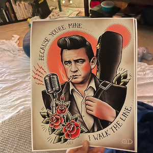 Johnny Cash Tattoo Flash Art Print - Etsy