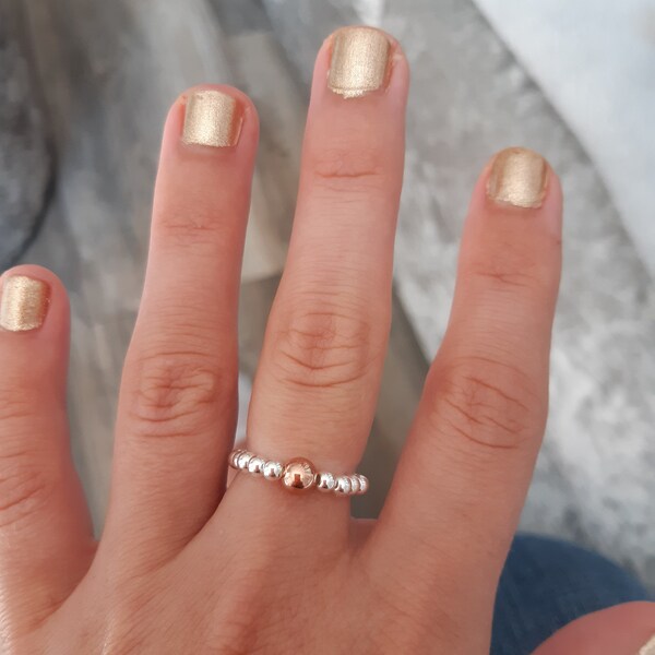 Sterling Silver Bead Ring, Stretch Ring , Silver Stretch Ring, Silver ...
