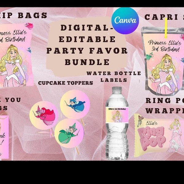 Editable Digital Rapunzel Tangled Party Favor Bundle-diy INSTANT ...