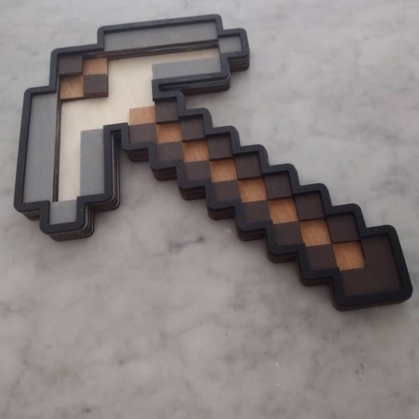 Layered Minecraft Pick Axe Weapons SVG Laser Glowforge Files Xtool ...