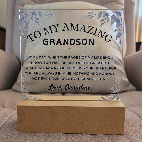 Grandson Personalized LED Acrylic Plaque, Unique Gift for Grandson From ...