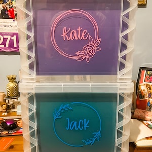 KIDS Vinyl Name Decal, Milestone Tote Decal, File Box Decal, School ...