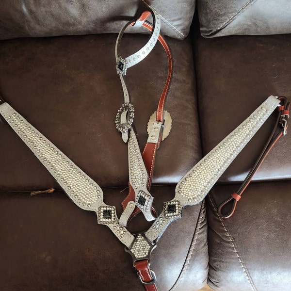 Ruby Red Crystal Bridle Breast Collar Set ~ Western Horse Show Trail ...