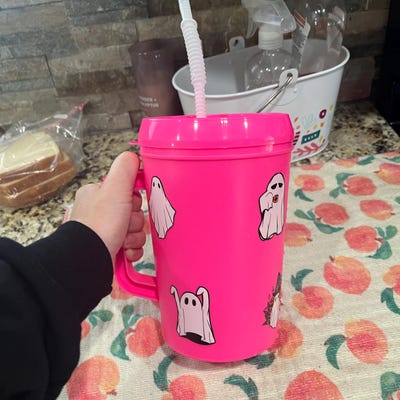 Floral Horror Movie 34oz HIP SIPS Mug With Lid and Straw, Halloween Mug ...