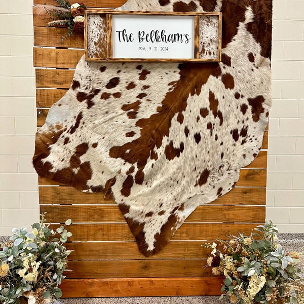 Branding Sign Genuine Cowhide Western Wedding - Etsy