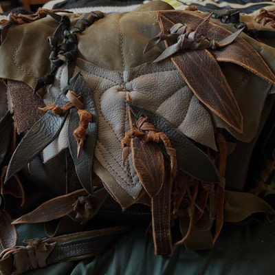Leather Backpack Purse, Handmade Leather Bag, Leather Leaf Backpack ...