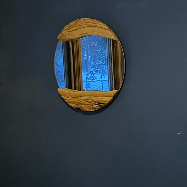 Made To Order Olive Wood Round Wall Mirror Live Edge Wood Wall Mirror