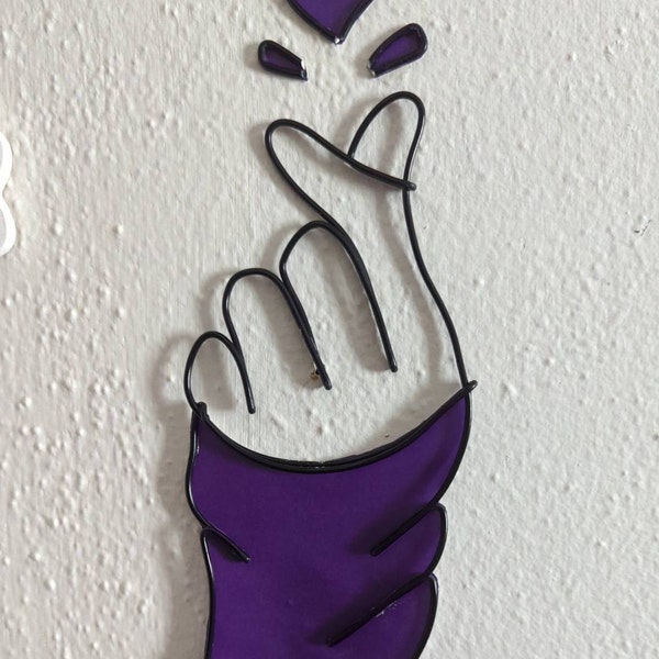 Korean Finger Heart Wire Wall Art, Figer Heart, Wall Decor, Living Room ...