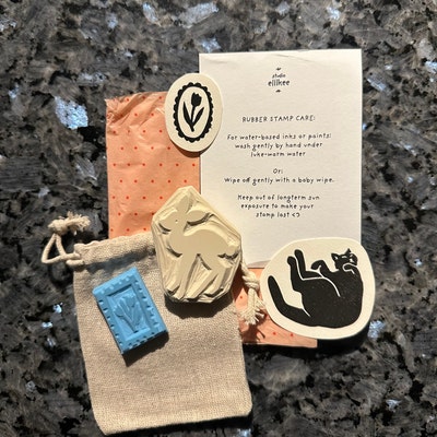 Sleeping Cat Rubber Stamp Hand Carved Rubber Stamp - Etsy