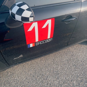 Race Car Number Plate Permanent Vinyl or Reusable Magnet Custom Driver ...
