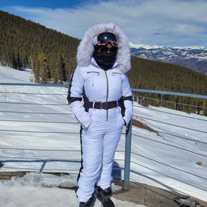 Womens Snowsuit White Womens Ski Suit Black Ski Suit Warm Jumpsuit ...