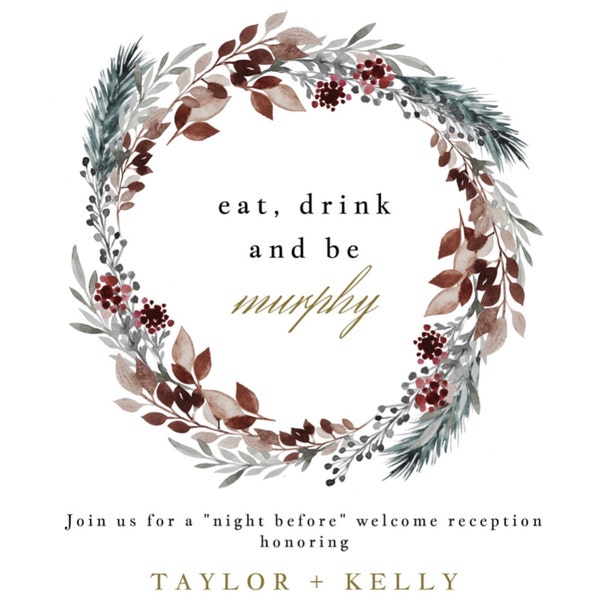NOEL Winter Wedding Rehearsal Dinner Invitation Template, Christmas ...