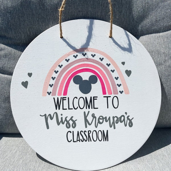 Welcome to Teacher's Classroom Disney Sign- Personalized Teacher Sign ...